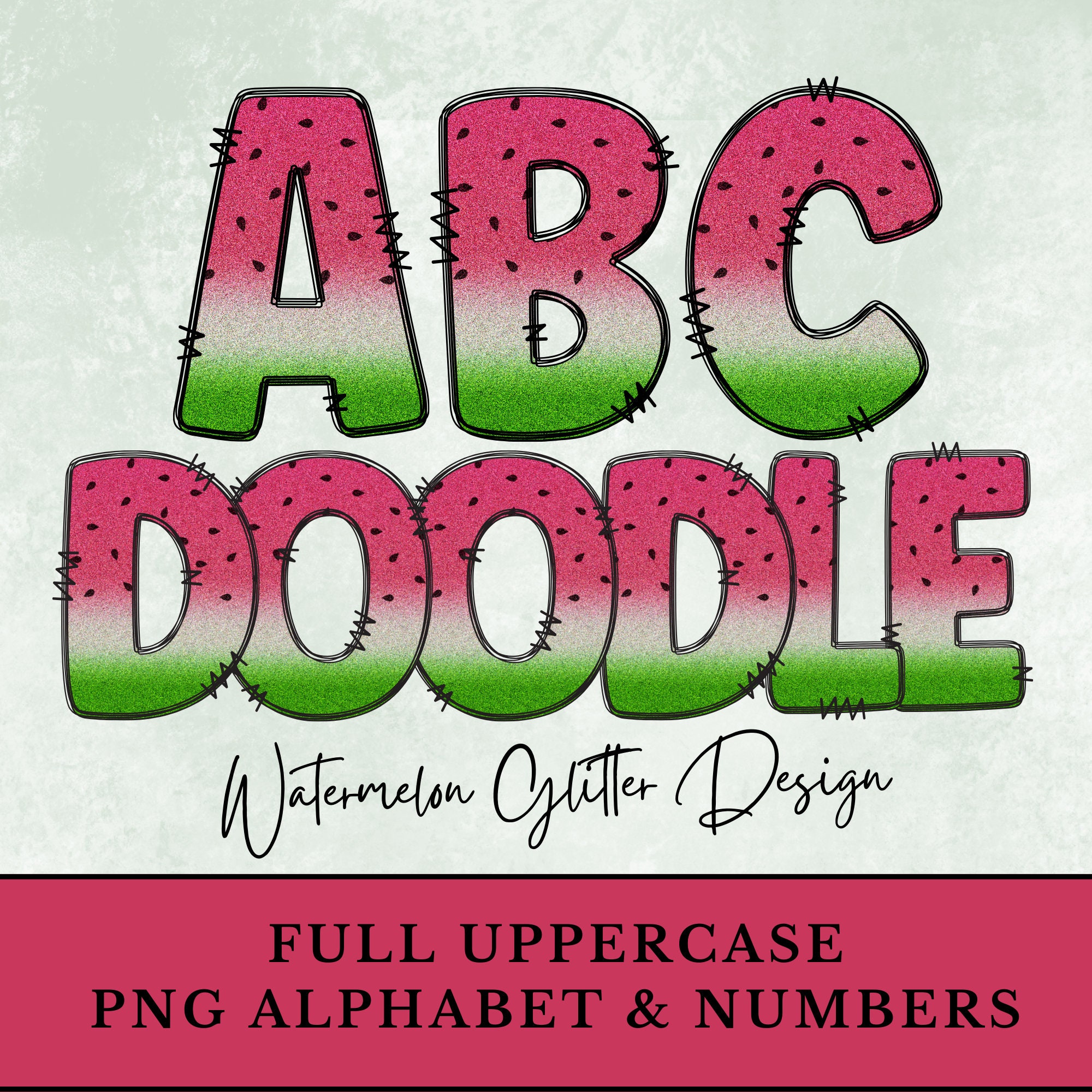 Watermelon Glitter Design PNG Alphabet, Watermelon Doodle Letters for ...