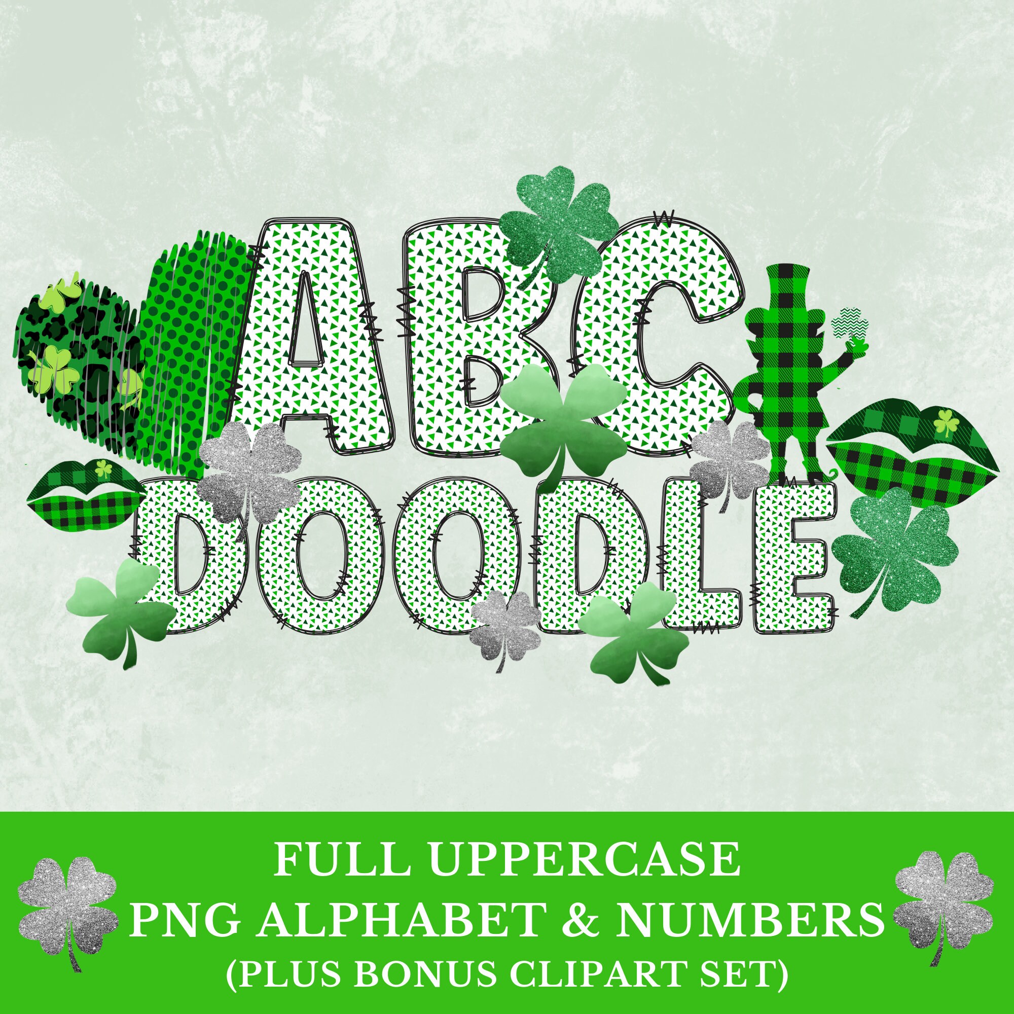 Green Triangle Alphabet Letters, Doodle Letters for T-shirt Sublimation ...