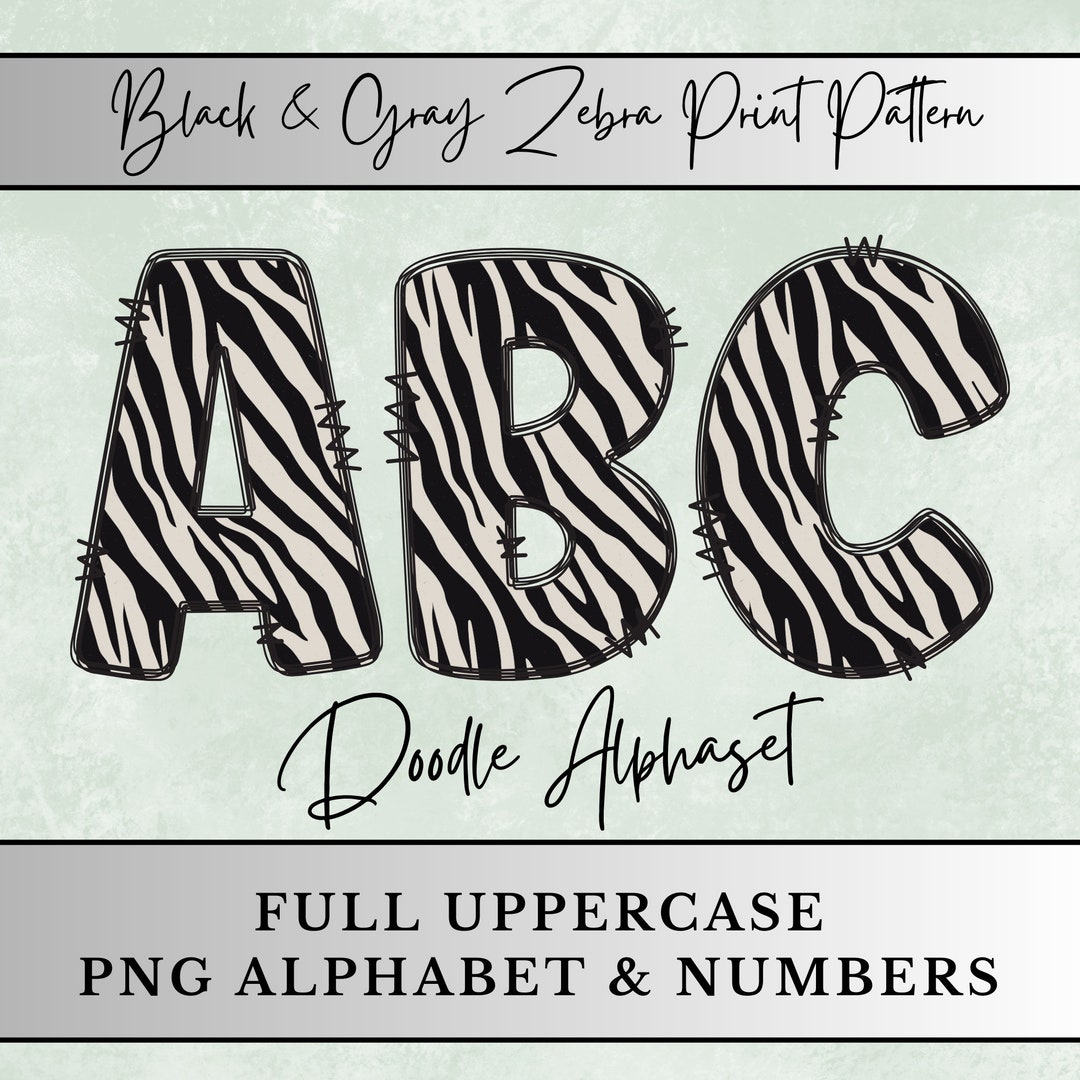 Black and Gray Zebra Print PNG Alphabet, PNG Letters, Animal Print ...