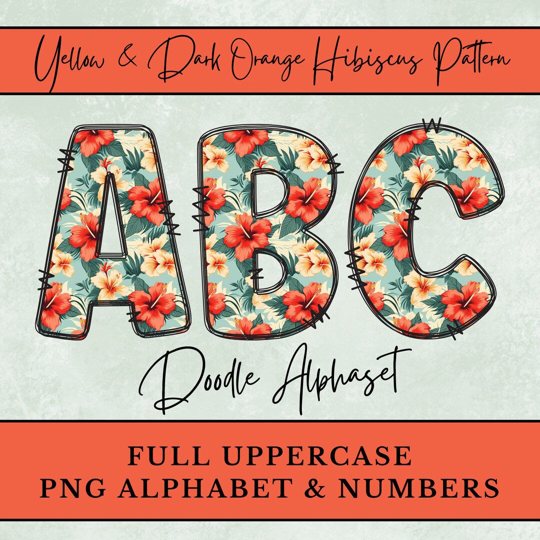 Yellow & Dark Orange Hibiscus PNG Alphabet, Floral PNG, Tropical Flower ...