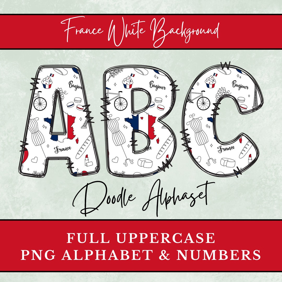 France White Background Doodle Letters, Eiffel Tower PNG Alphabet ...