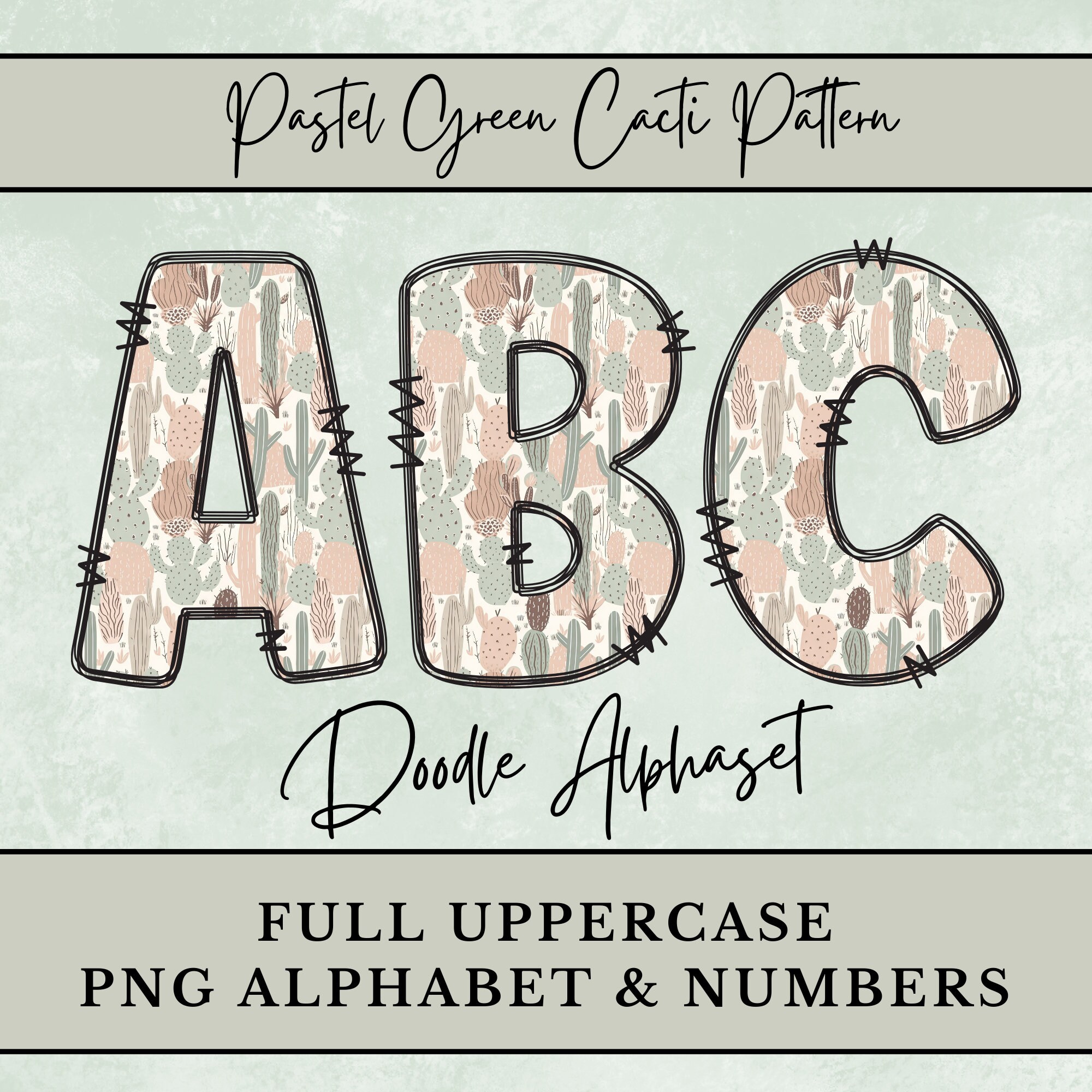 Pastel Green Cacti PNG Alphabet, Cactus PNG Alphabet Letters, Plant ...