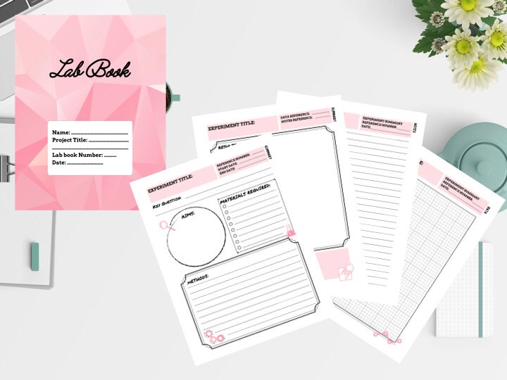 Laboratory Notebook Template - Pink Geometric - Lab Journal - PDF ...