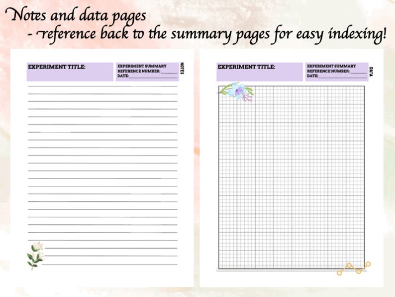 Laboratory Notebook Template - Flowers - Lab Journal - PDF Experiment ...