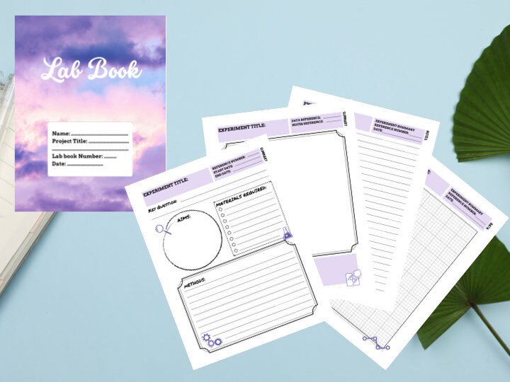 Laboratory Notebook Template - Purple Clouds - Lab Journal - PDF ...
