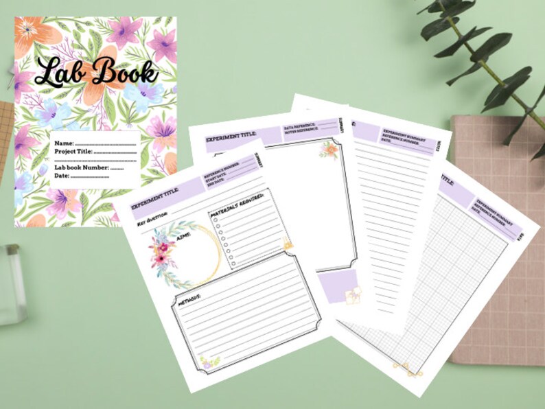 Laboratory Notebook Template - Flowers - Lab Journal - PDF Experiment ...