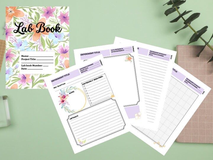 Laboratory Notebook Template - Flowers - Lab Journal - PDF Experiment ...
