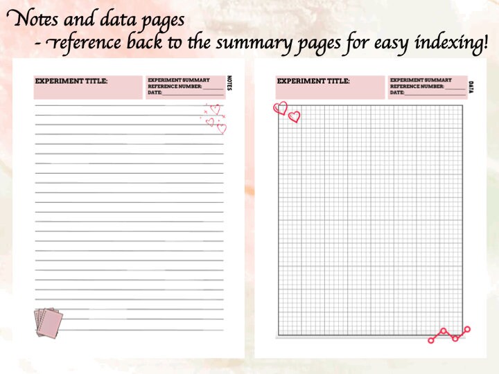 Laboratory Notebook Template - Hearts - Lab Journal - PDF Experiment ...