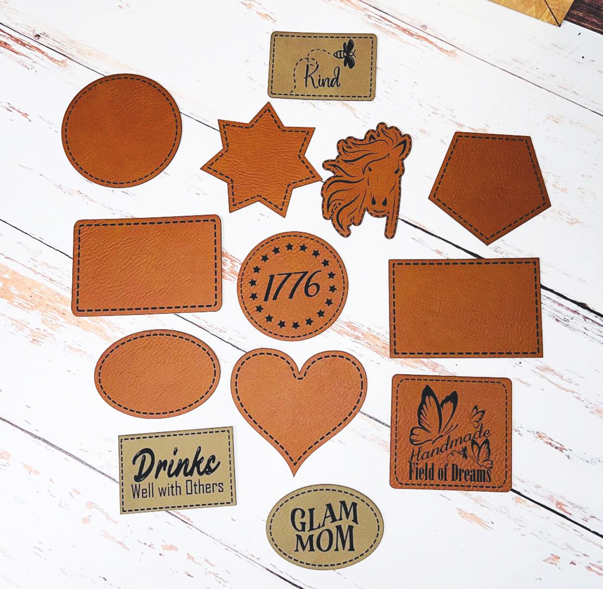 Bundle Leather Patch SVG, Leatherette Patch Bundle SVG, Patch File - Etsy