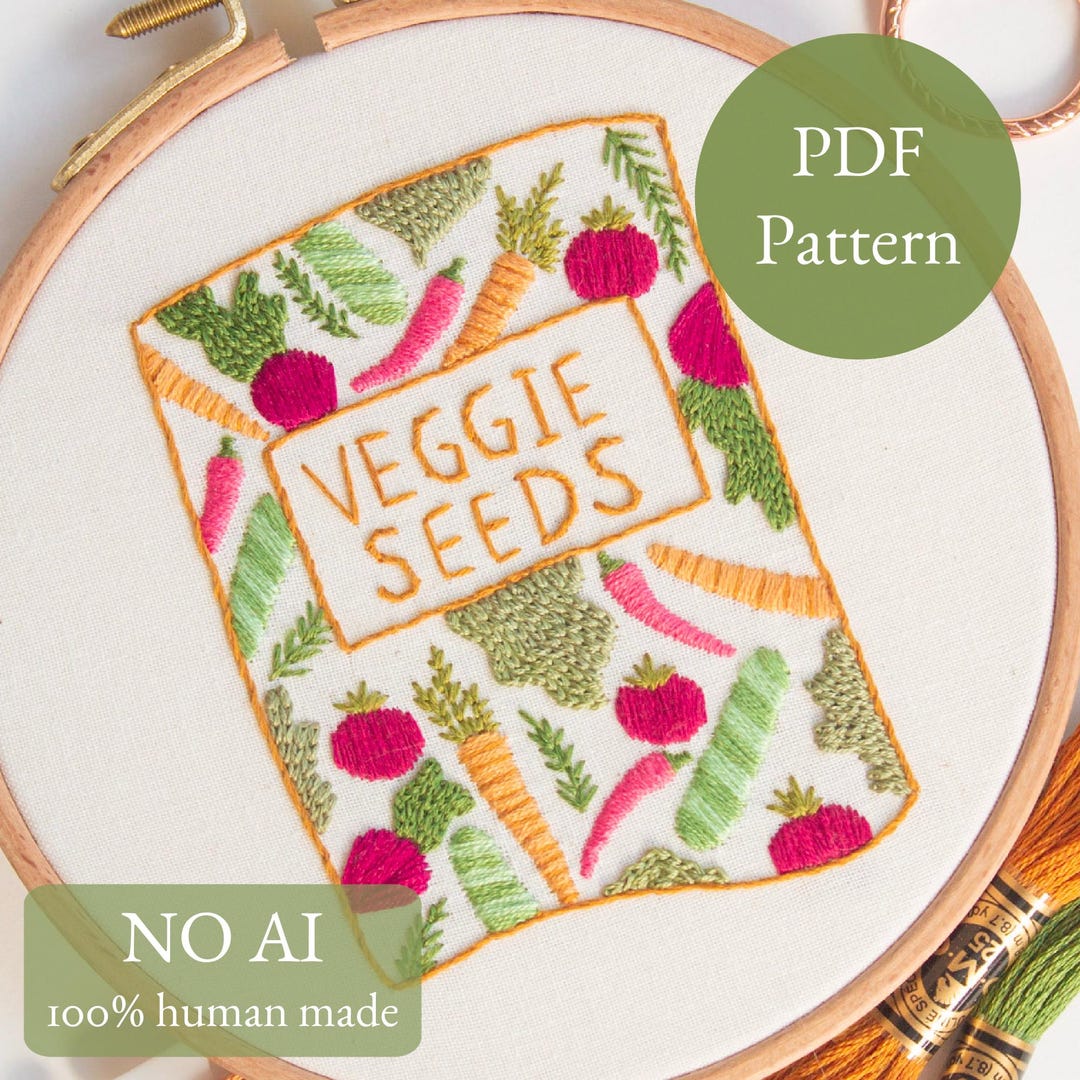 Veggie Seeds, Digital Embroidery Pattern, Spring Garden Craft - Etsy