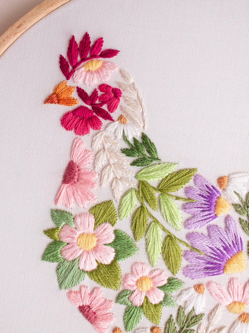 Colourful Chicken, Farm Embroidery PDF Pattern, Digital Download - Etsy