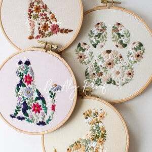 Cat Embroidery PDF Pattern | Floral Feline | Petal Pet Digital Design ...