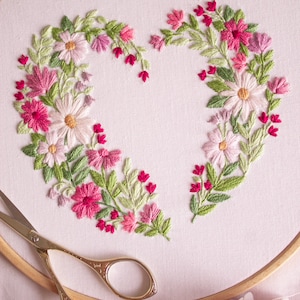 Wildflower Heart Embroidery Pattern: Floral Valentine (PDF Pattern ...