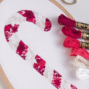 Christmas Embroidery | Candy Cane Blooms PDF Pattern - Etsy Canada