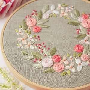 Blushing Blooms Modern Embroidery PDF Pattern, Digital Download Artwork ...