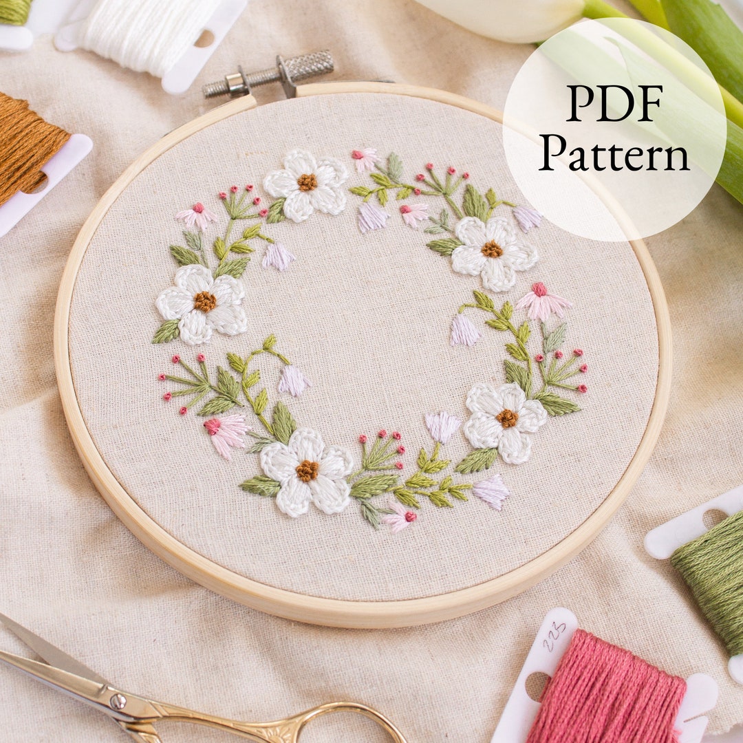 Spring Meadows Embroidery PDF Pattern, Digital Download, Flower Art ...