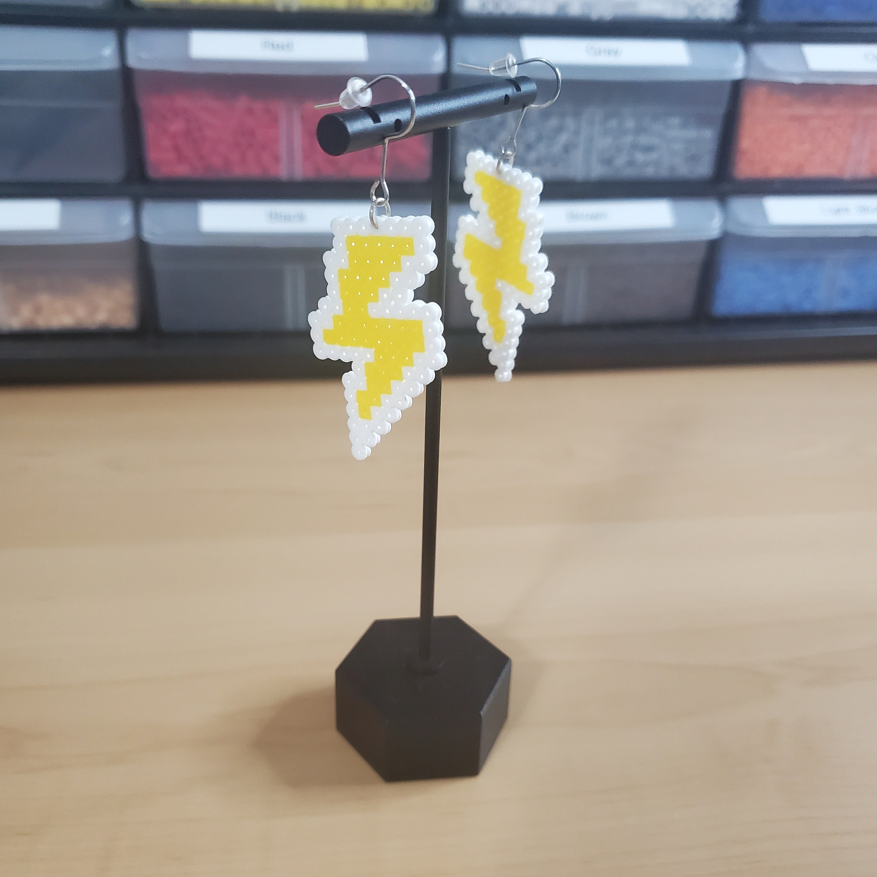 Electric Thunder Shock Lightning Bolt Perler Bead Earrings - Etsy