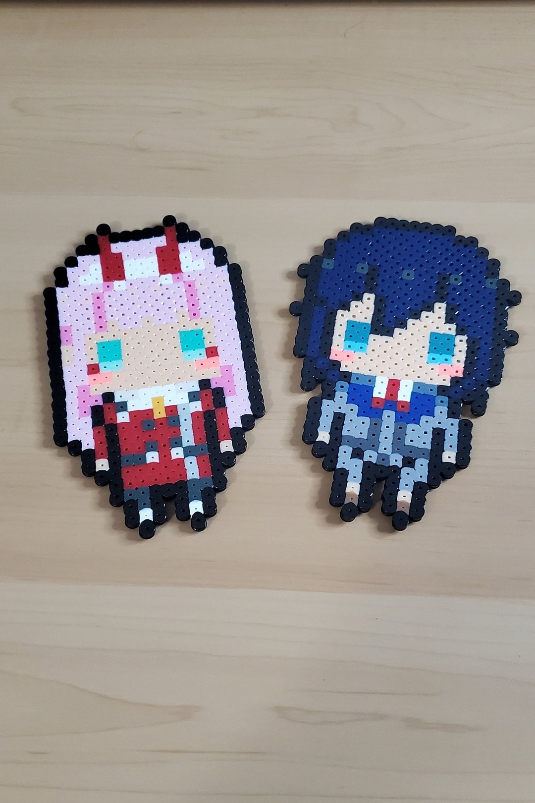 Darling in the Franxx 002 and Hiro Chibi Perler Bead Art - Etsy