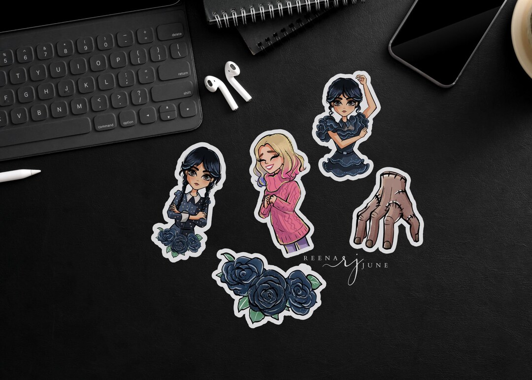 Wednesday Addams Inspired Stickers, Sticker Pack, Goth Gift, Nevermore ...