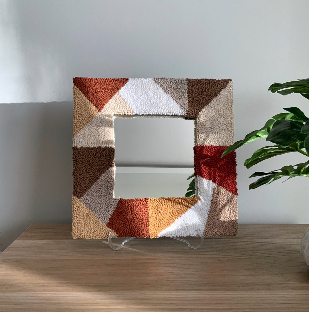Hand Tufted Mirror: Punch Needle Minimal Wall Decor - Etsy