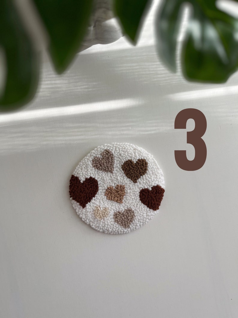 Handmade Punch Needle Coaster, Valentine's Day Gift, Heart Mug Rug - Etsy