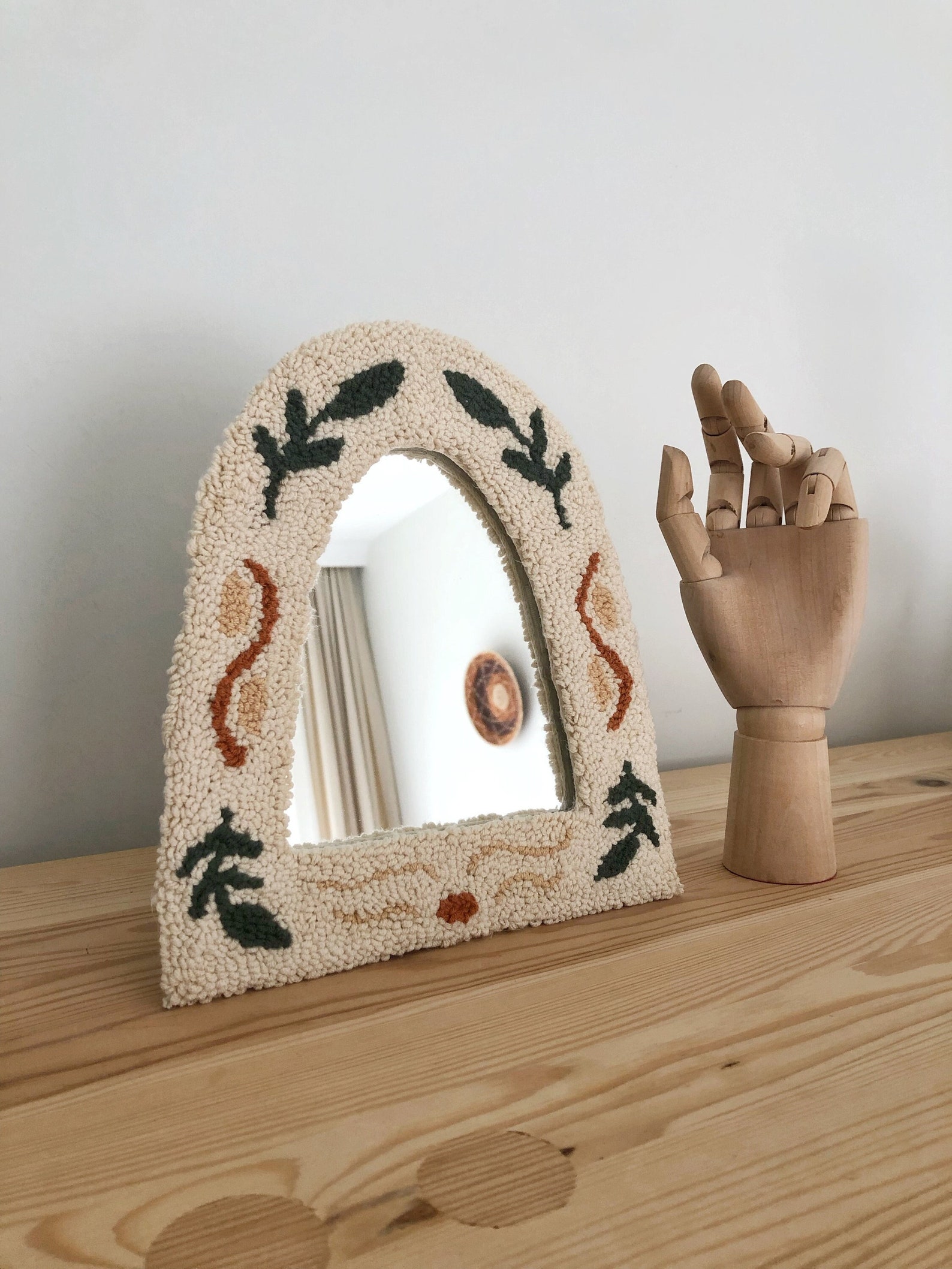 Punch Needle Mirror Handmade Mirror Tufted Minimal Decor - Etsy