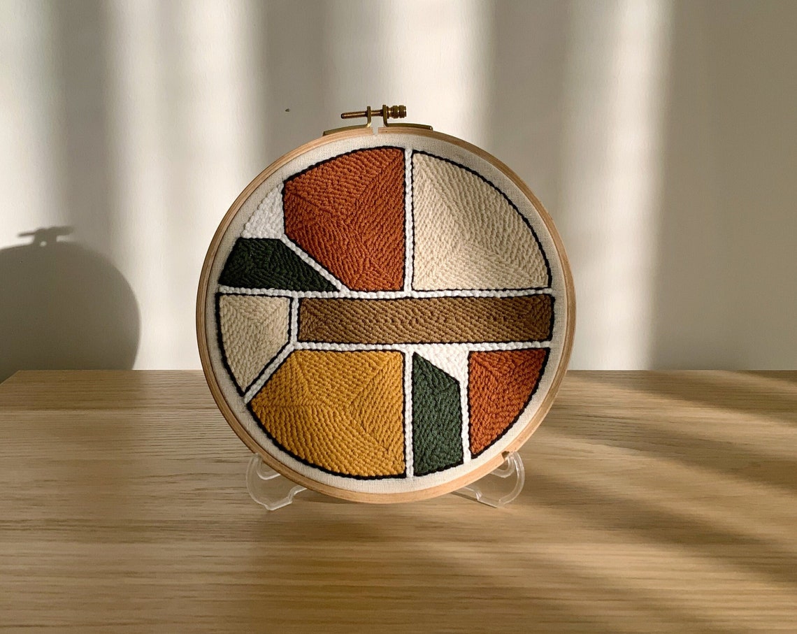 Handmade Punch Needle Wall Hanging: Tufted Geometric Decor - Etsy