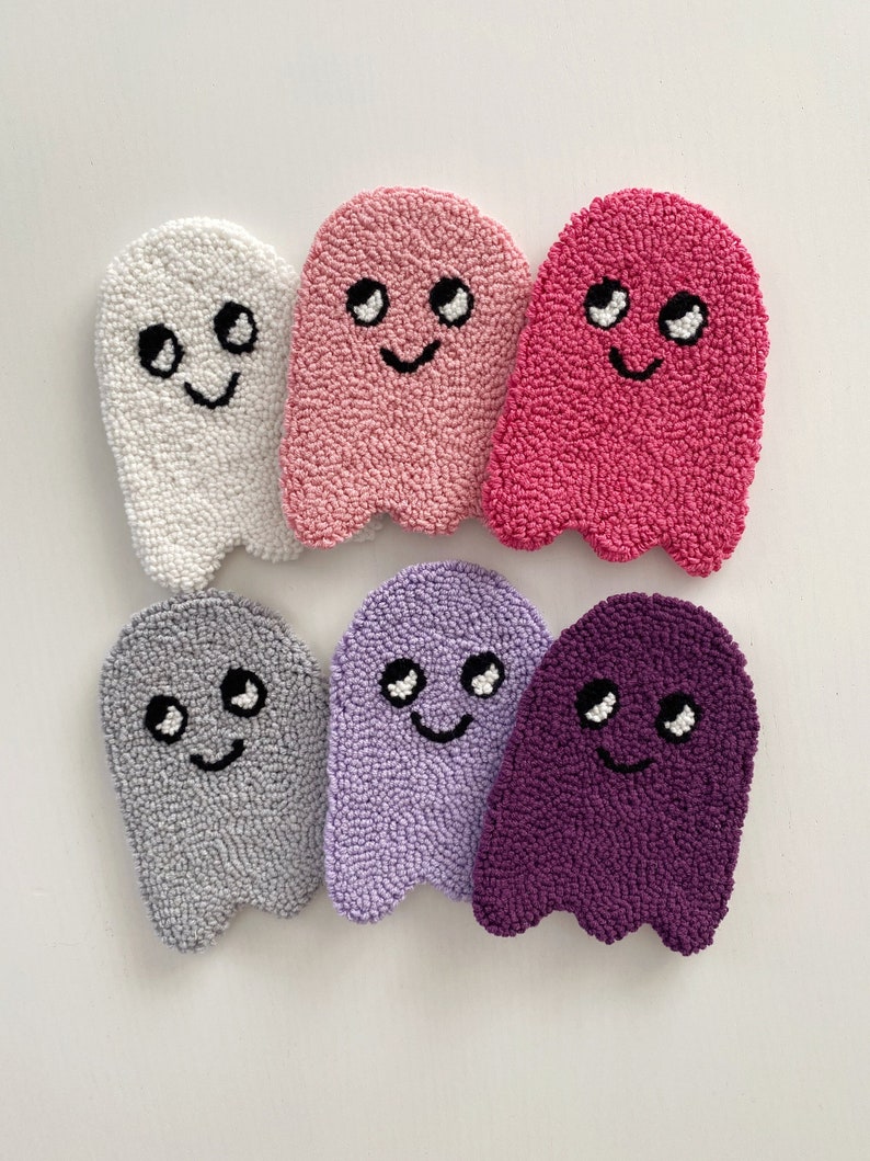 Punch Needle Halloween Ghost Coaster: Spooky Cotton Mug Rug - Etsy