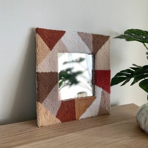Hand Tufted Mirror: Punch Needle Minimal Wall Decor - Etsy