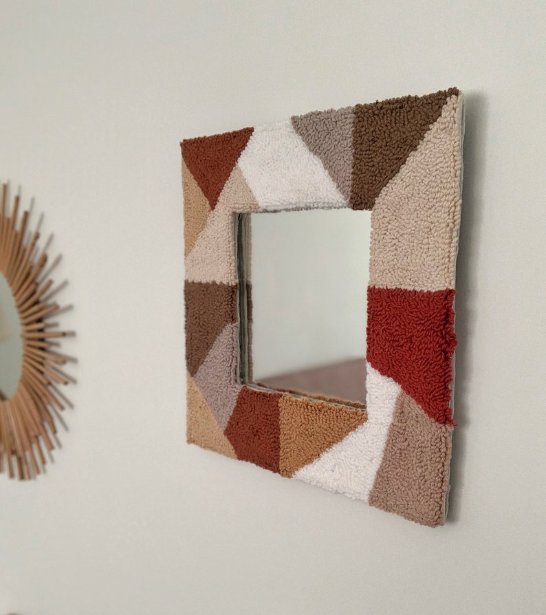 Hand Tufted Mirror: Punch Needle Minimal Wall Decor - Etsy