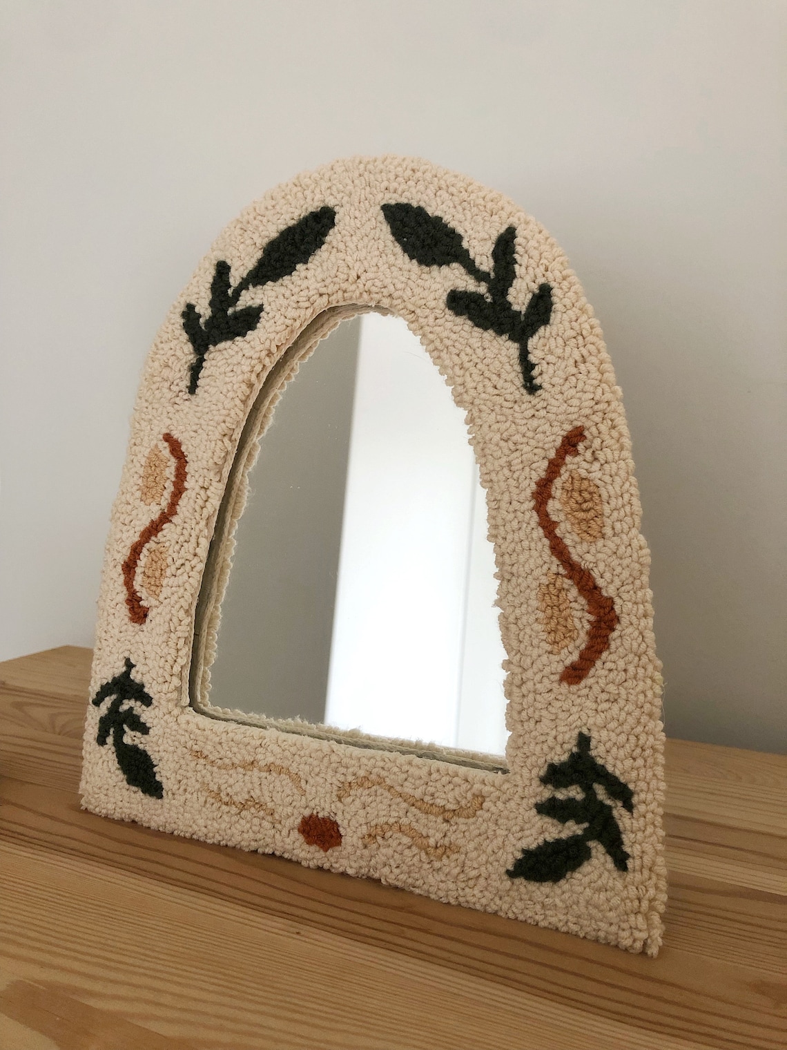 Punch Needle Mirror Handmade Mirror Tufted Minimal Decor - Etsy