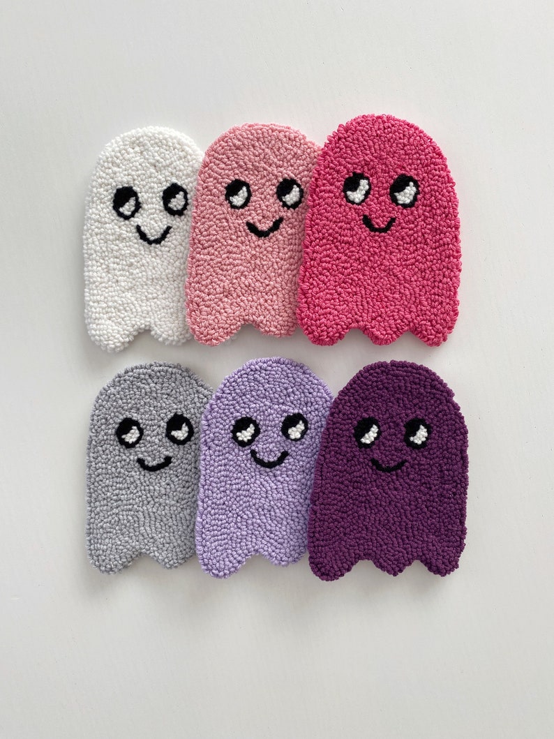 Punch Needle Halloween Ghost Coaster: Spooky Cotton Mug Rug - Etsy