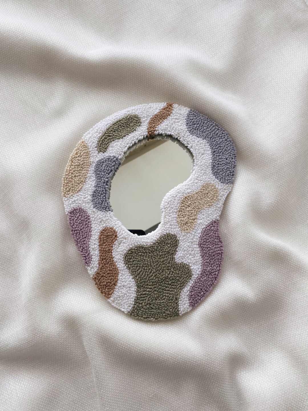 Punch Needle Mirror, Handmade Mirror , Abstract Wall Mirror, Minimal ...