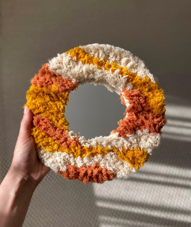 Punch Needle Mirror Handmade Wall Mirror Tufted Minimal - Etsy