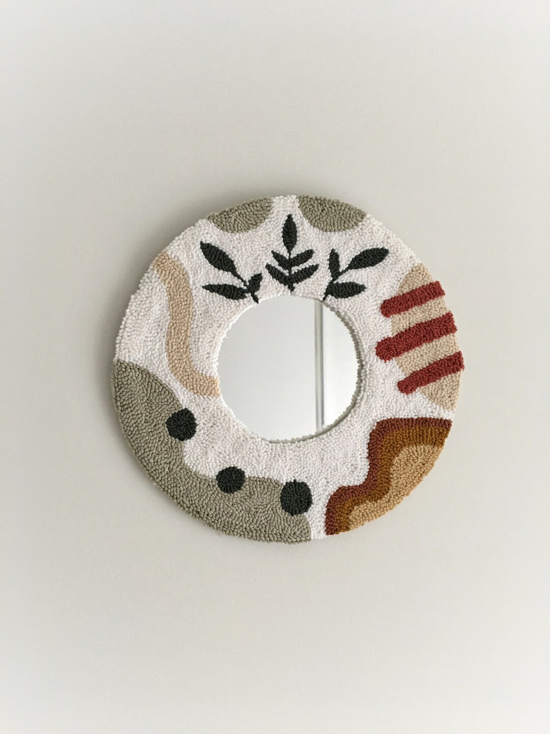 Handmade Punch Needle Mirror: Tufted Minimal Wall Decor (10 Inches) - Etsy