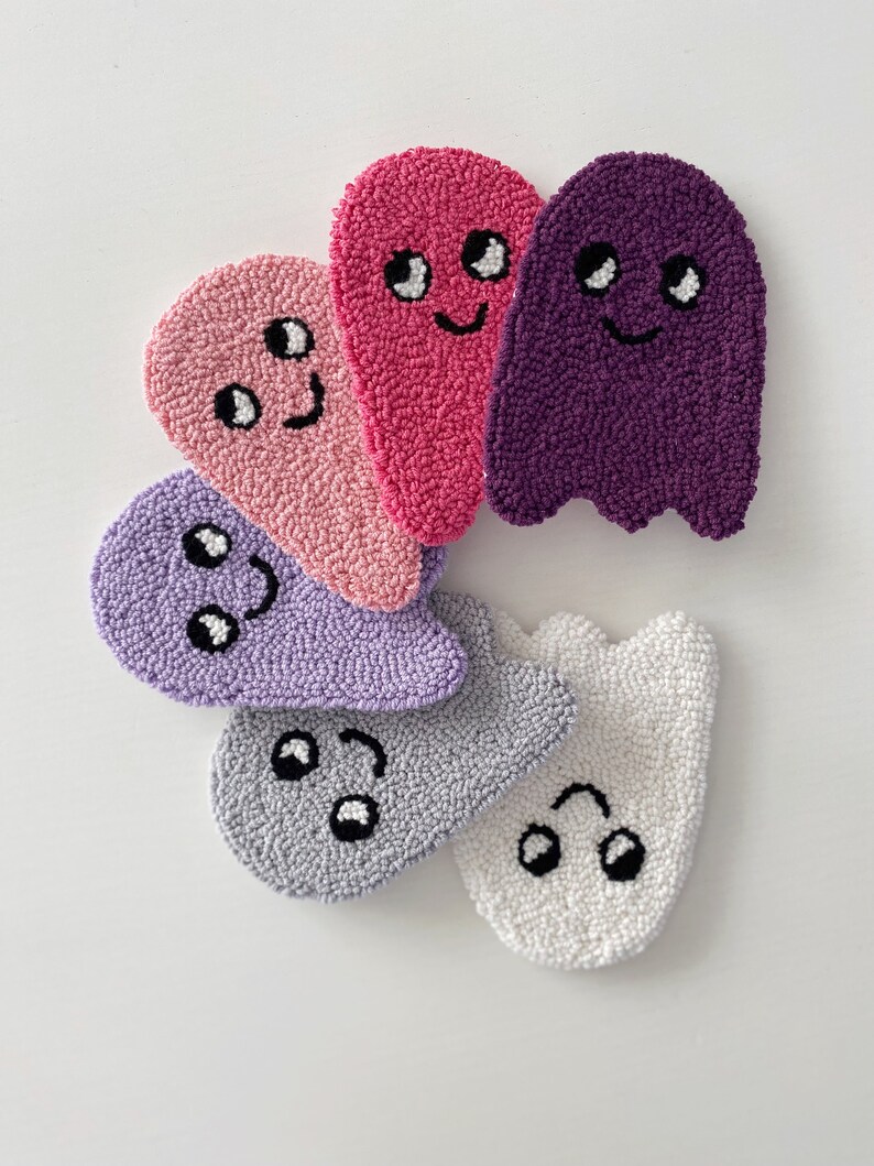 Punch Needle Halloween Ghost Coaster: Spooky Cotton Mug Rug - Etsy