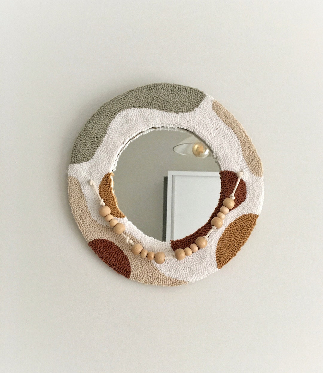 Punch Needle Mirror, Hand Tufted Mirror, Minimal Wall Decor, Tufted ...