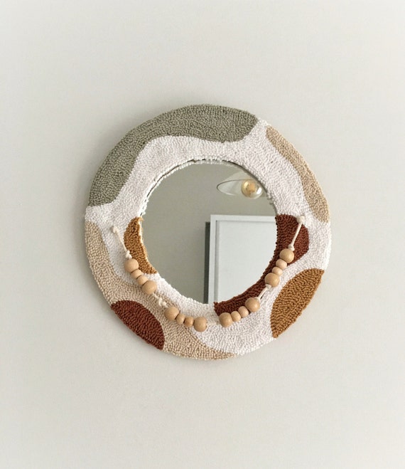 Punch Needle Mirror Hand Tufted Mirror Minimal Wall Decor - Etsy