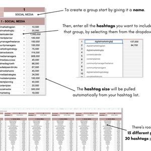Social Media Hashtag Planner: Google Sheets Template (instant Access ...