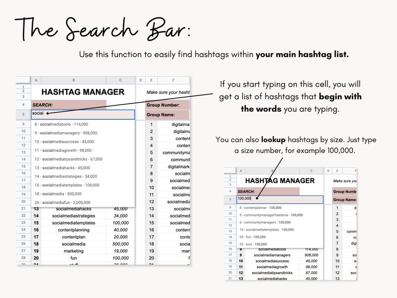 Social Media Hashtag Planner: Google Sheets Template (instant Access ...