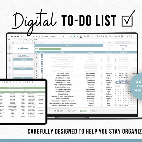 Google Sheets to Do List Undated Weekly Planner Monthly - Etsy