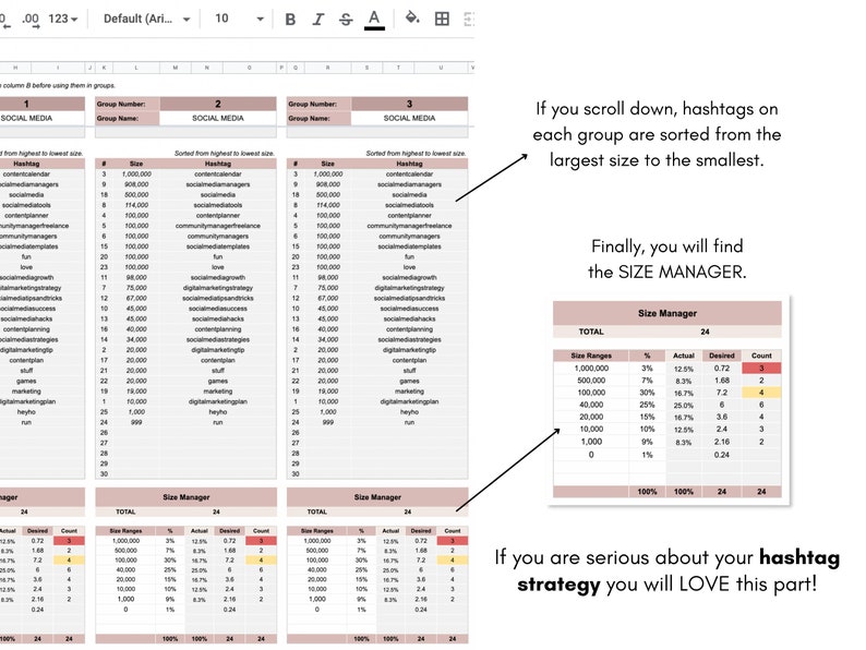 Social Media Hashtag Planner: Google Sheets Template (instant Access ...