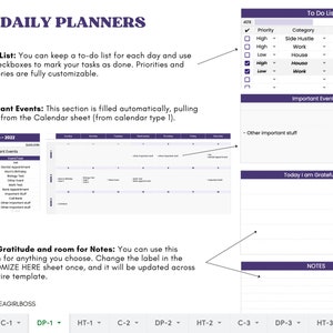 Digital Annual Planner, Undated Productivity Planner, Google Sheets ...