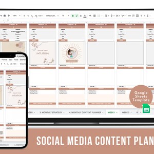 Content Planner Google Sheets, Social Media Content Calendar, Social ...