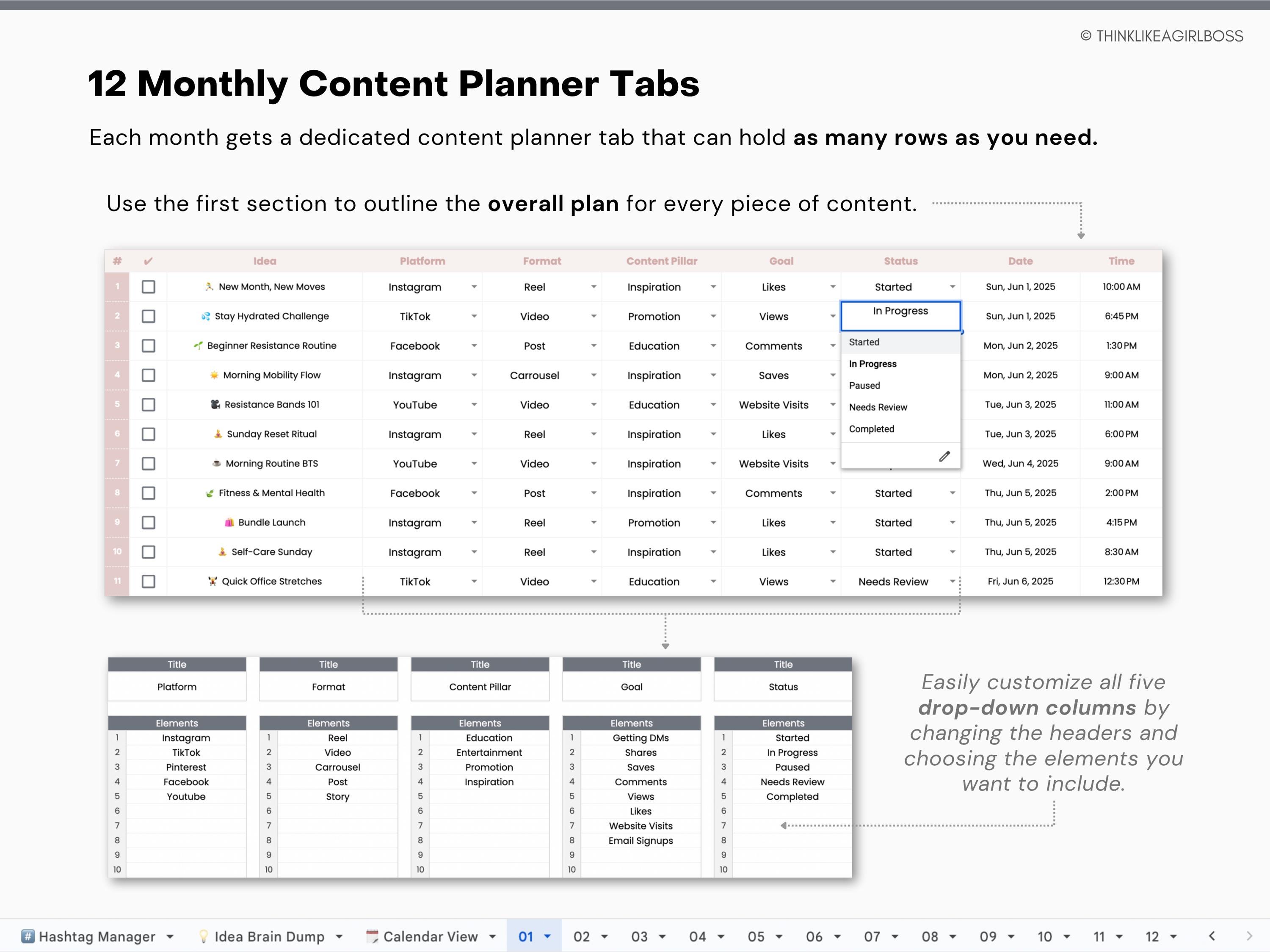 Social Media Content Planner: Google Sheets Template (digital Download ...