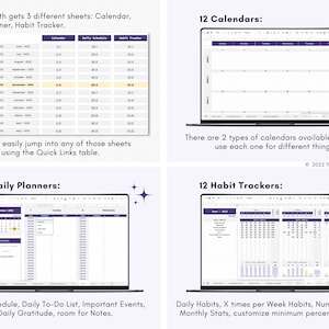 Digital Annual Planner, Undated Productivity Planner, Google Sheets ...