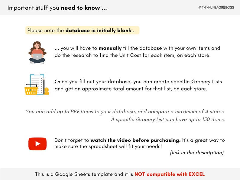 Grocery Store Cost Comparison Spreadsheet: Google Sheets Template - Etsy