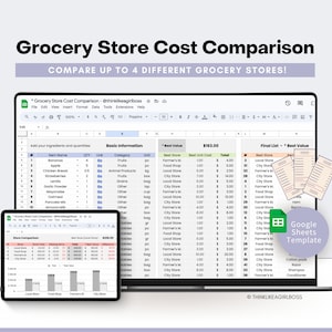 Grocery Price Tracking Spreadsheet Google Sheets Template - Etsy