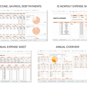 Annual Budget Spreadsheet, Google Sheets, Income and Expense Tracker ...