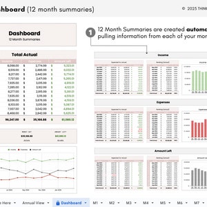 12 Month Income and Expense Tracker Undated Google Sheets Spreadsheet ...